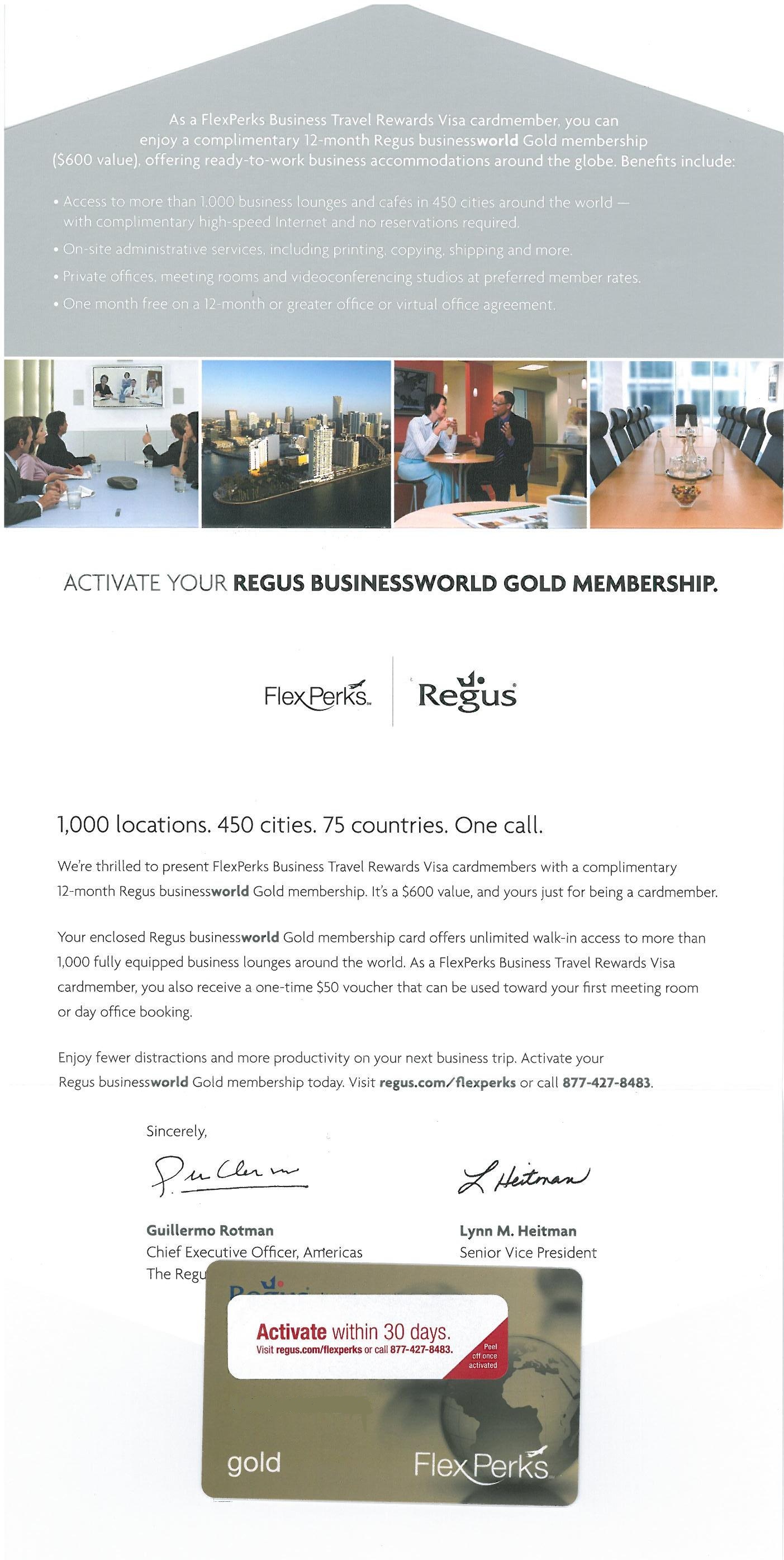 US Bank FlexPerks Business Regus Lounge Mailer - Inside - InACents.com